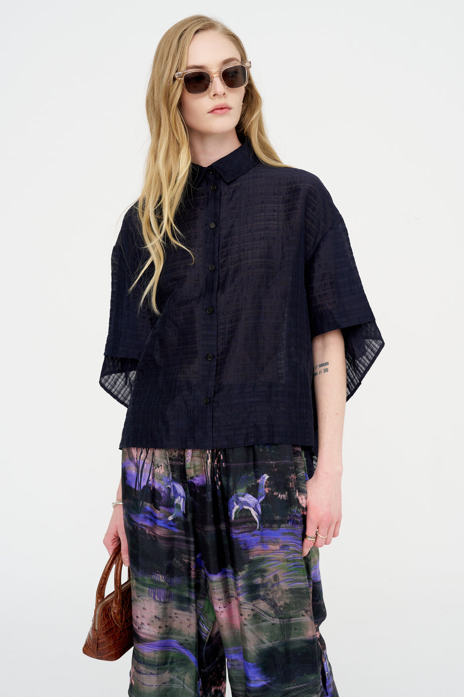 Square Shirt, Navy – Kick Pleat