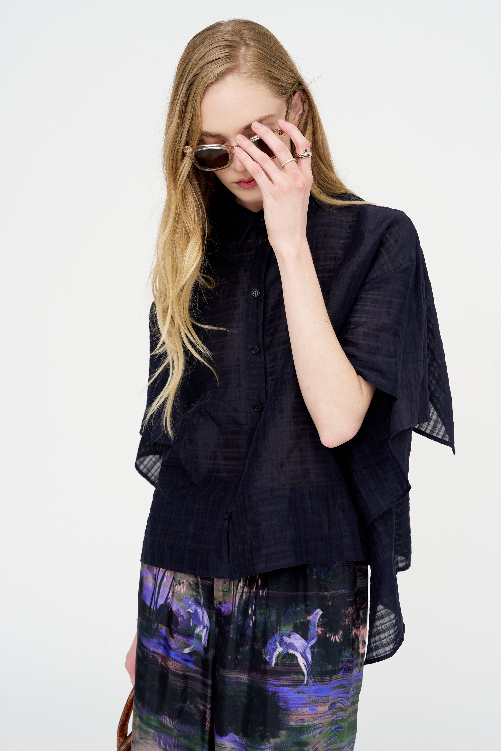 Square Shirt, Navy – Kick Pleat