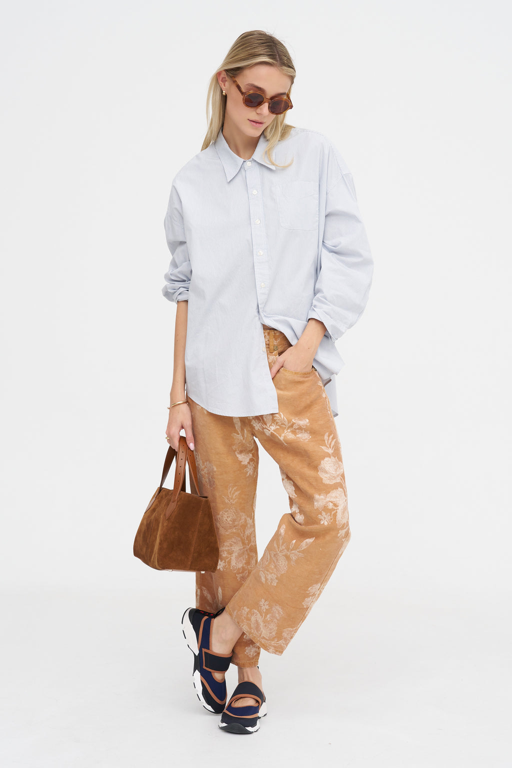 R13 Drop Neck Oxford Shirt, Blue & White Pinstripe – Kick Pleat