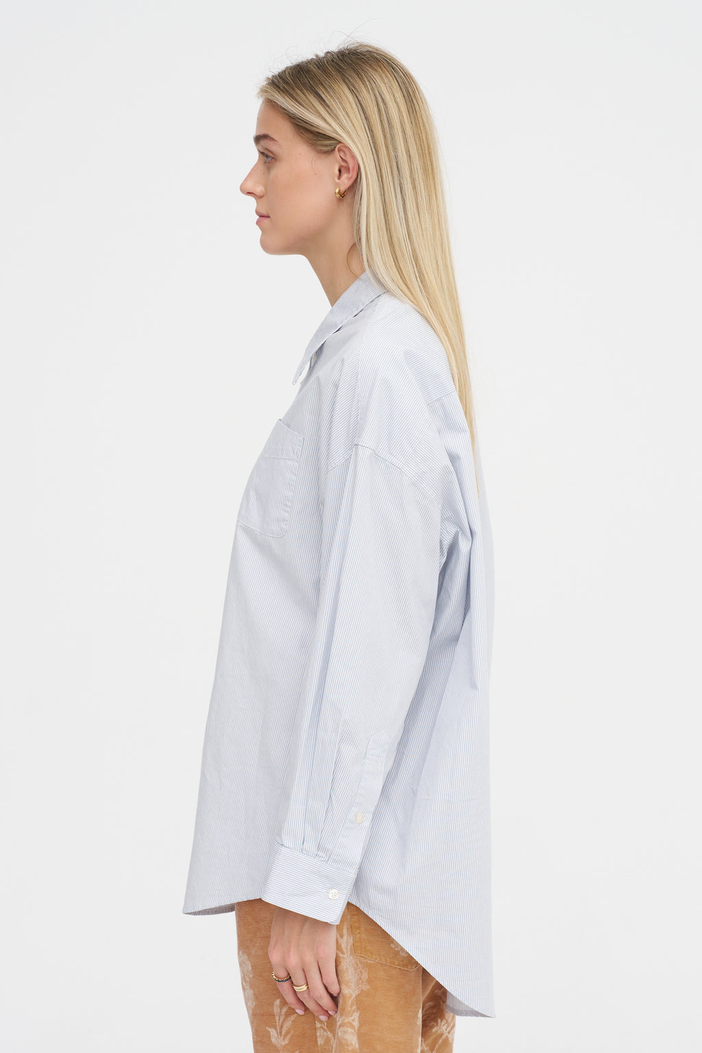 R13 Drop Neck Oxford Shirt, Blue & White Pinstripe – Kick Pleat