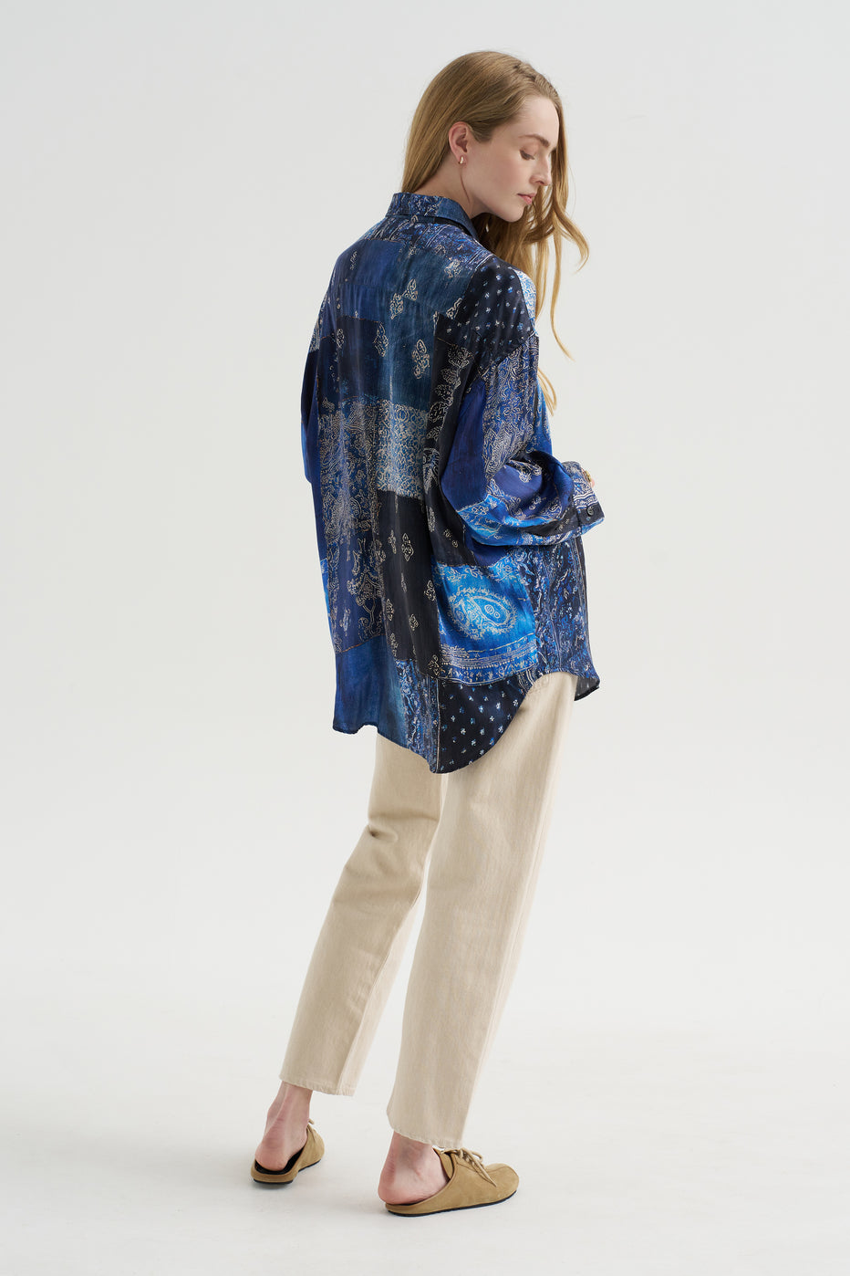 Drop Neck Shirt, Blue Multi Bandana Print – Kick Pleat