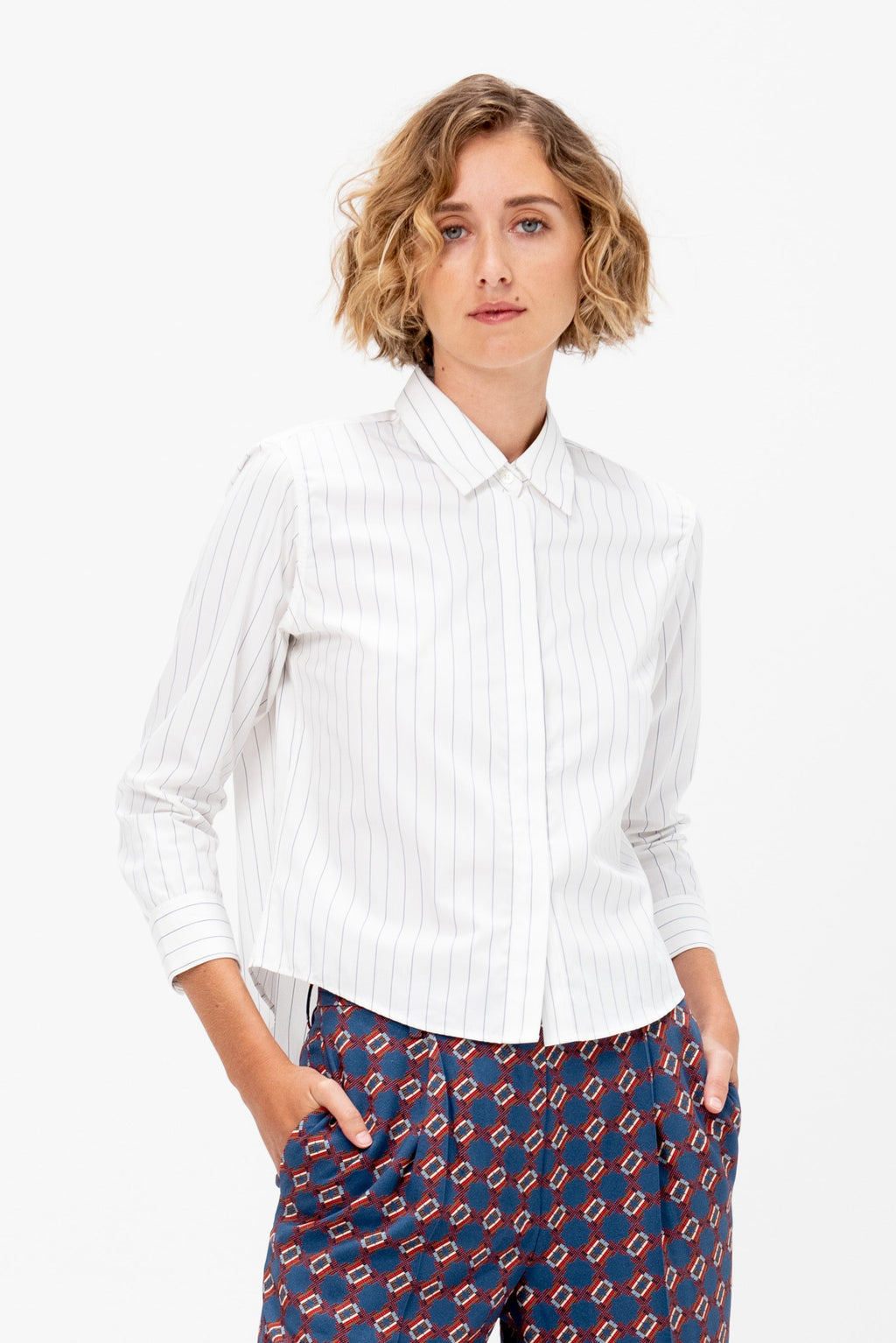 Dries Van Noten Stripe Button-Down, Navy – Kick Pleat