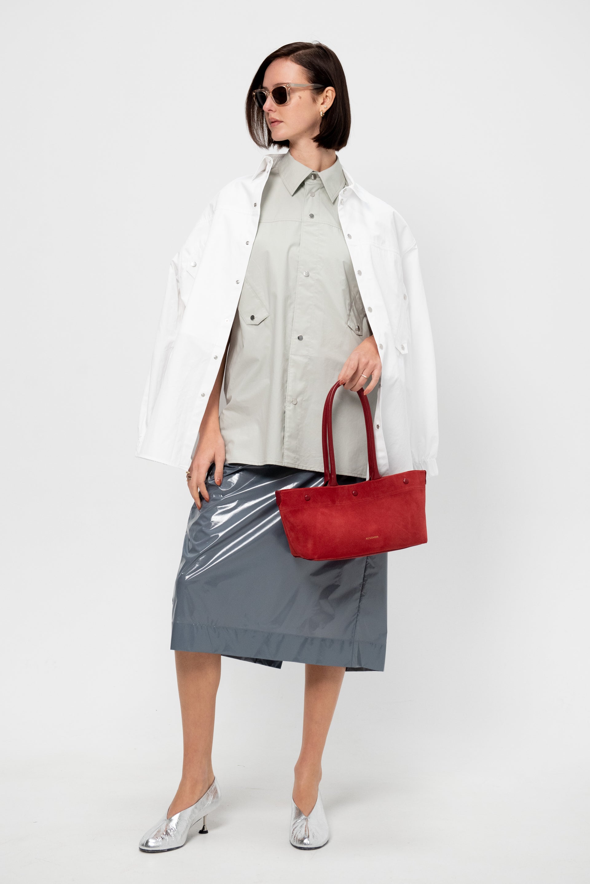 Gauchere Snap-Button Shirt, Ice Blue – Kick Pleat