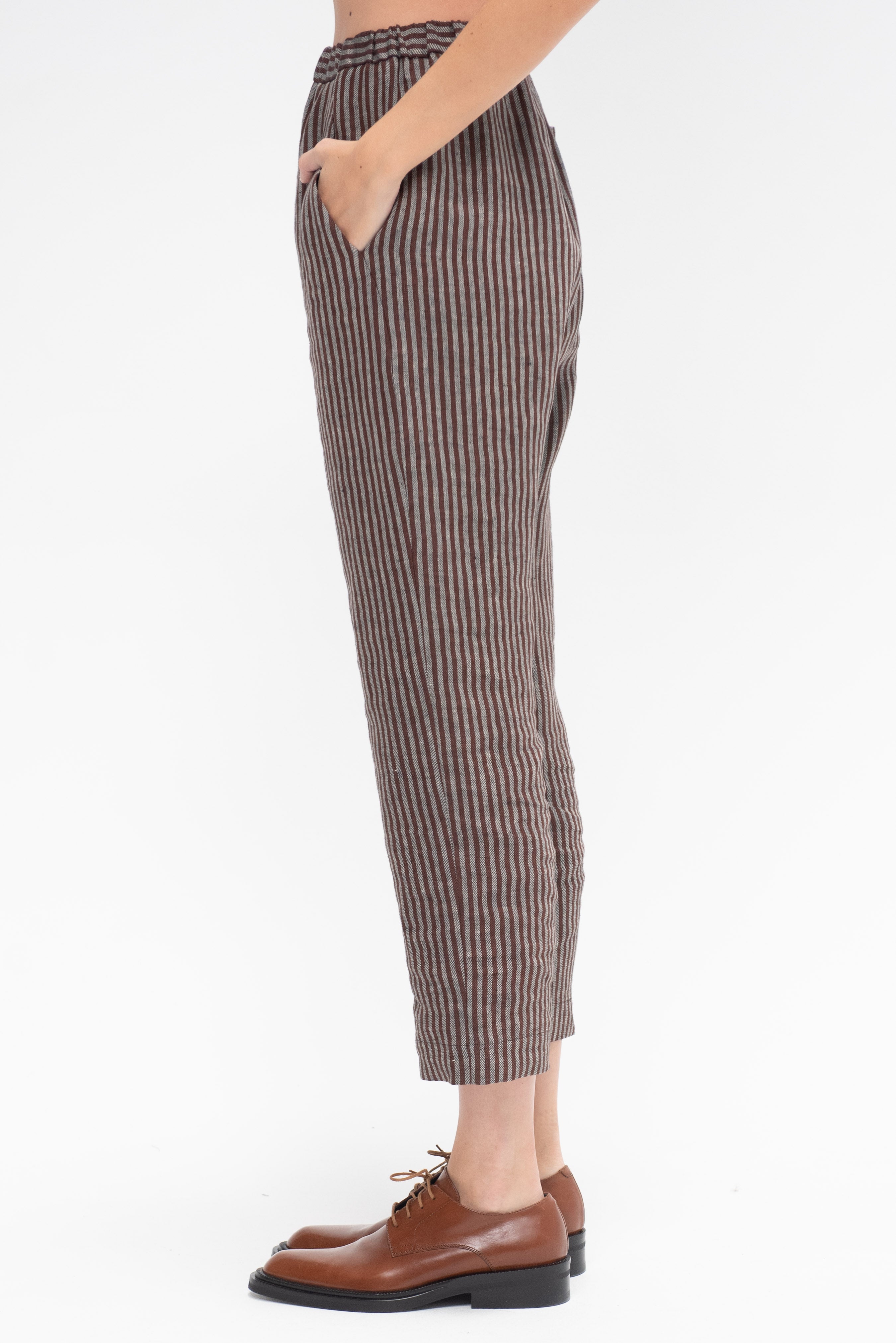 WJ Martin Lyla Pants, Brown Stripe – Kick Pleat