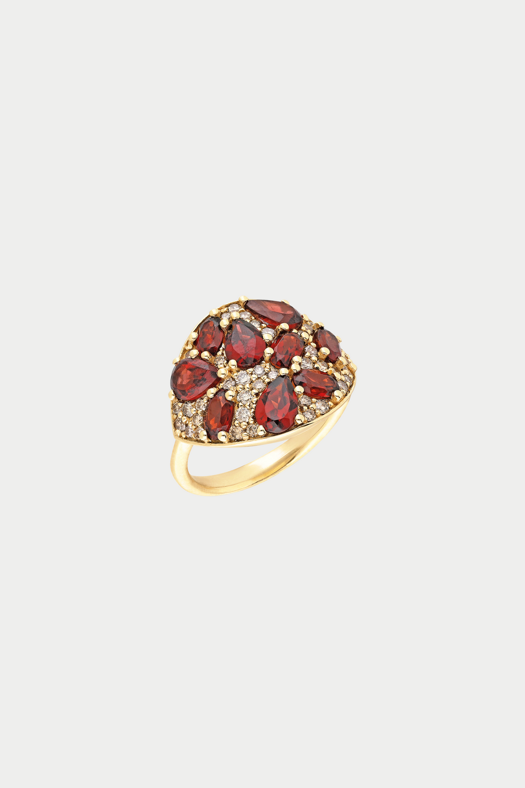 "Coa" Ring, Champagne Diamonds & Garnet – Kick Pleat